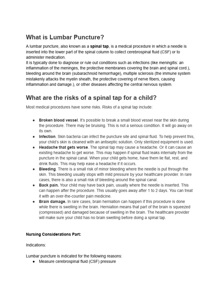 Lumbar Puncture | PDF