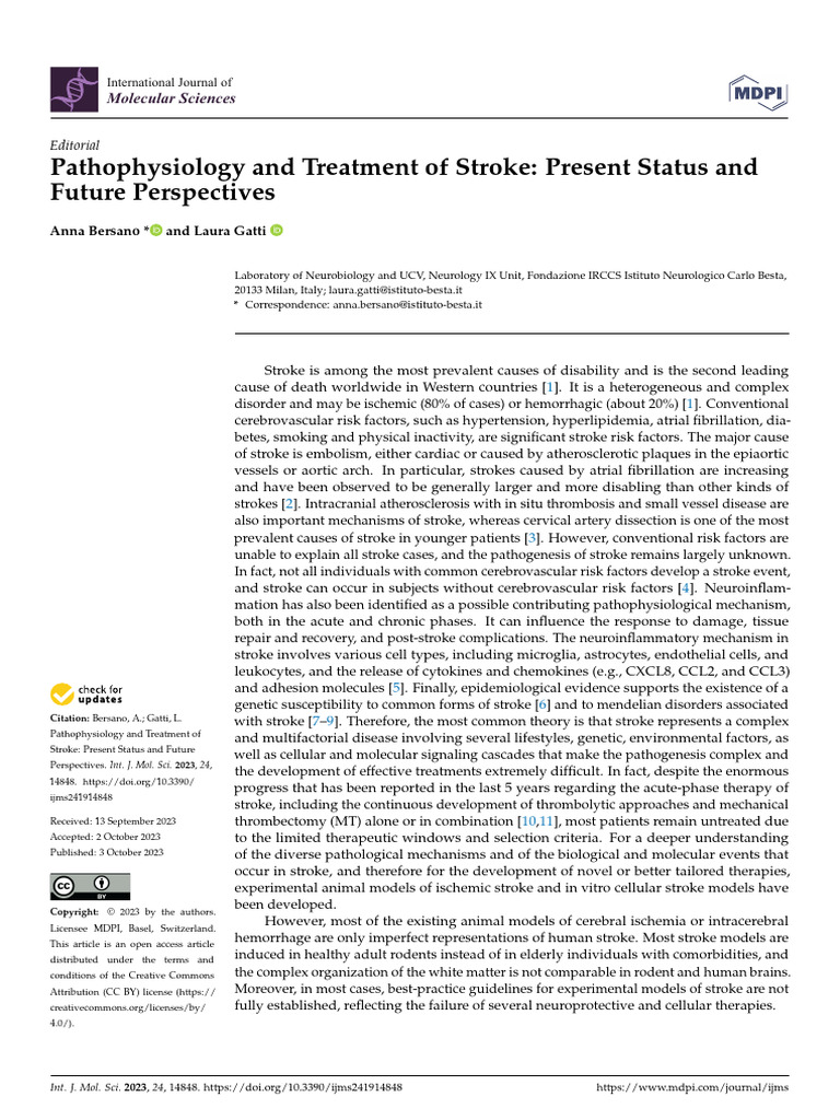 Pathophysiology and Treatment | PDF | Stroke | Clinical Medicine