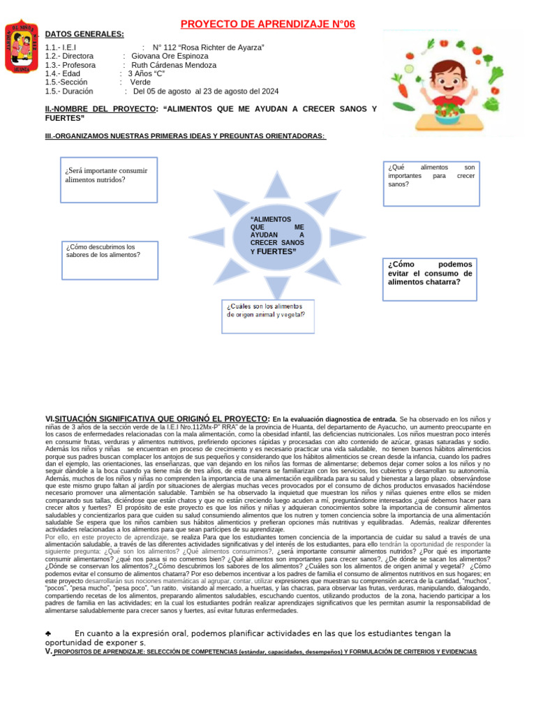 06 PROYECTO DE APRENDIZAJE | PDF