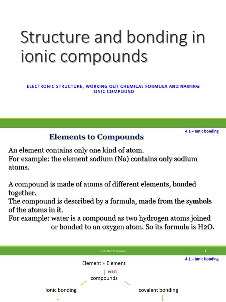 Structure and Bonding in Ionic Compounds | PDF