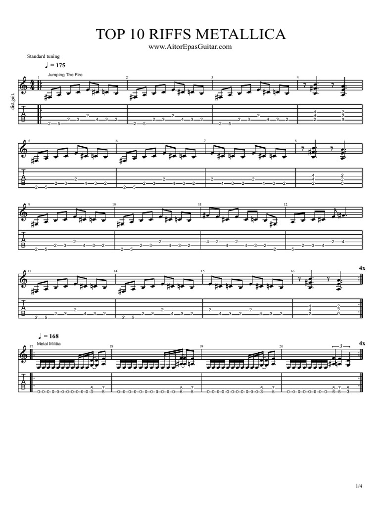 Top 10 Riffs Metallica | PDF