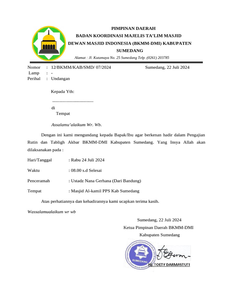 surat undangan BKMM | PDF