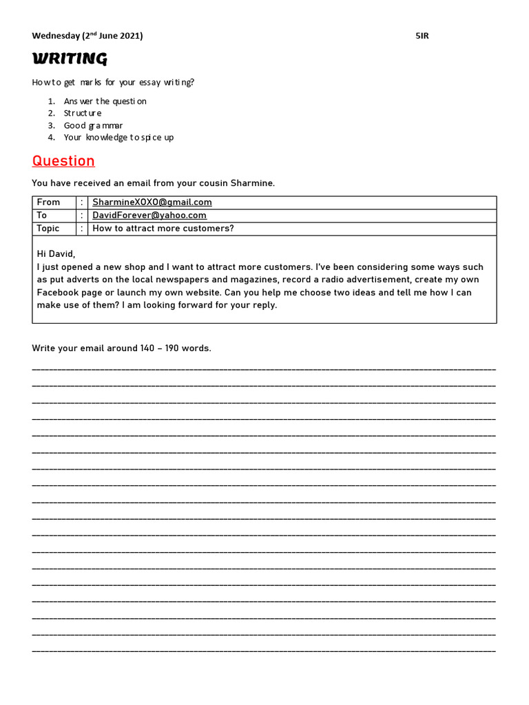 English Writing F5 | PDF