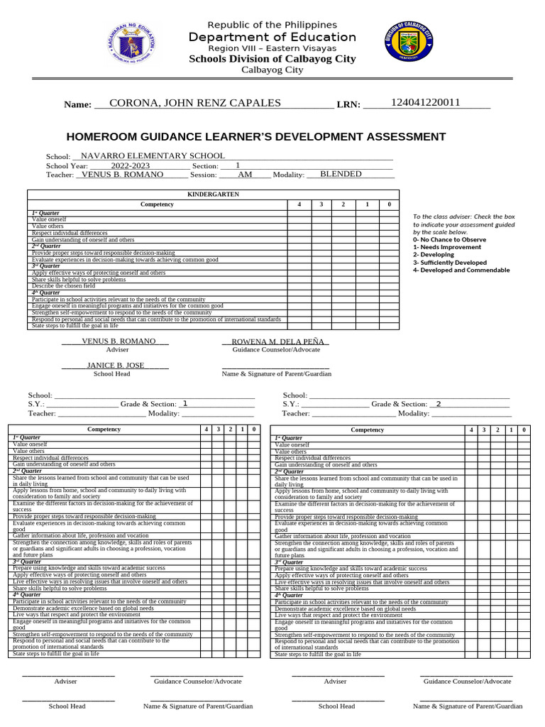 HOMEROOM-GUIDANCE-SAMPLE-TEMPLATE | PDF