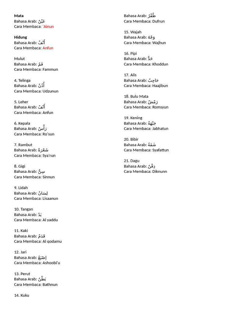 Bahasa Arab Tambahan | PDF