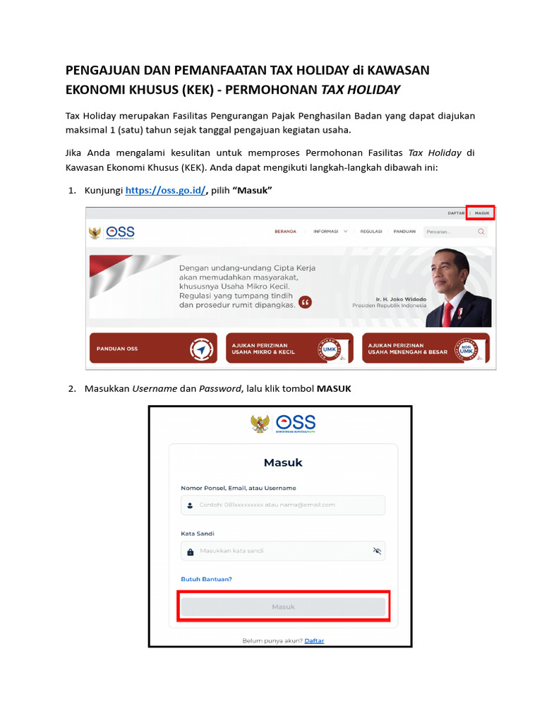 Pengajuan dan Pemanfaatan Tax Holiday di KEK | PDF