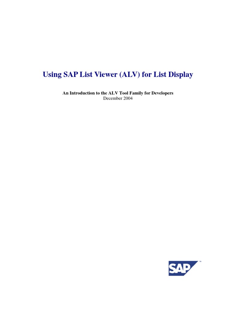 Using Sap Alv Tools Like Alvgrid And Alvlist For List Display Pdf Metadata Object