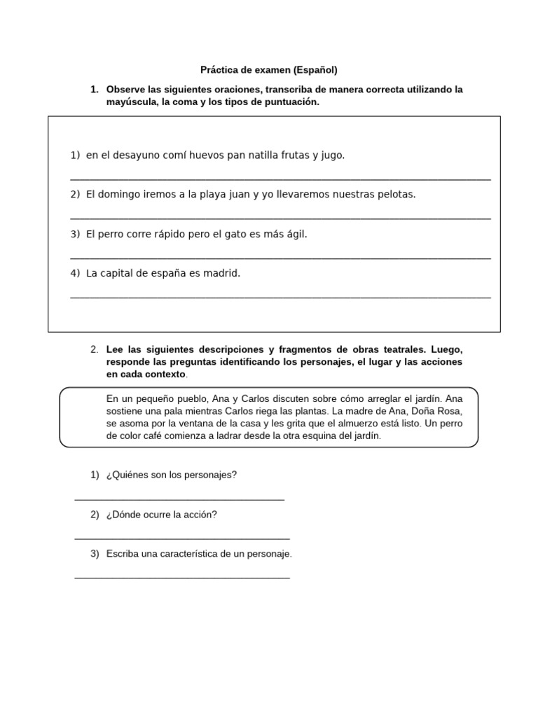 Práctica de Español | PDF