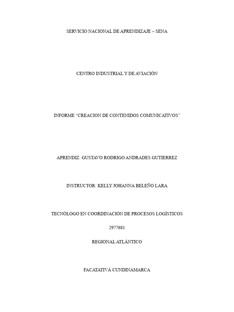 Informe Creacion de Contenido | PDF