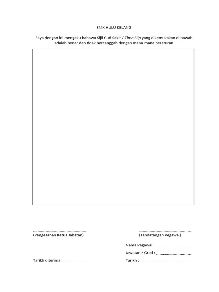 Borang Sijil Cuti Sakit | PDF