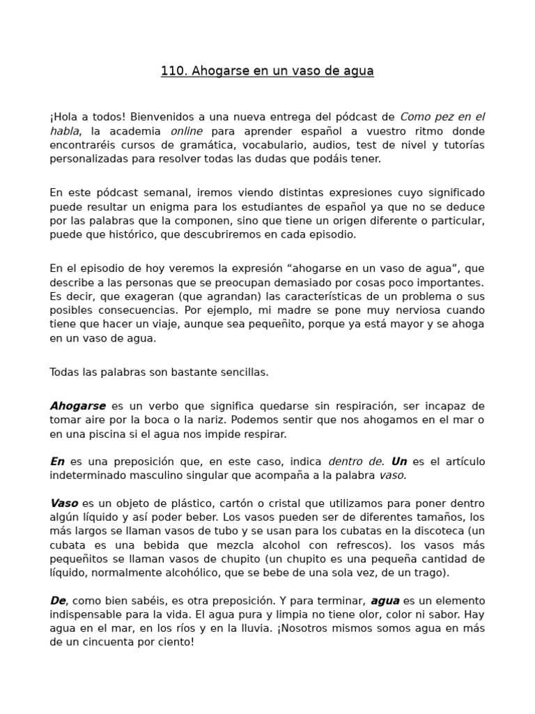 Ahogarse en Un Vaso de Agua | PDF