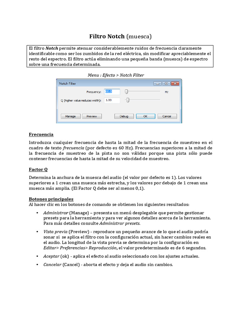 Filtro Notch - Audacity | PDF