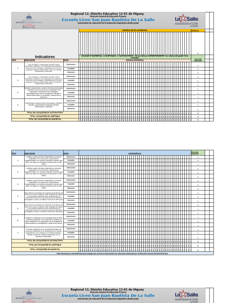 2do-Plantilla-Instrumento Diagnóstica Le y Mat | PDF | Matemáticas | Número natural