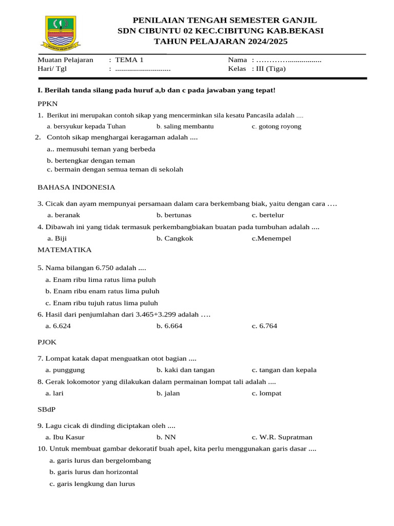 PTS Ganjil 2024 | PDF