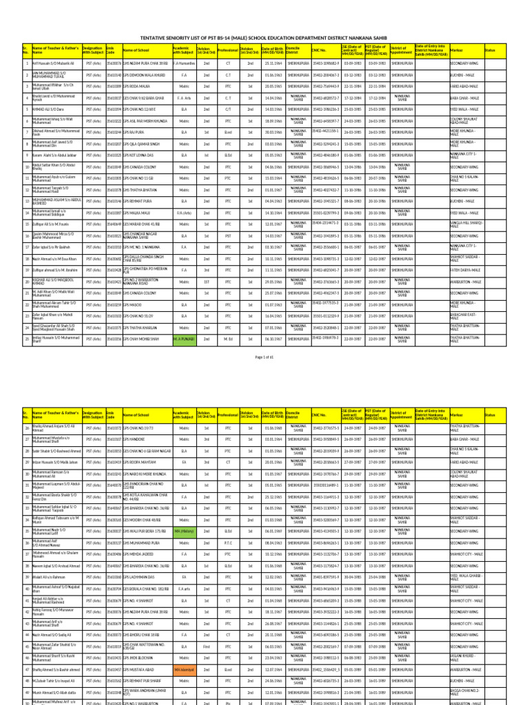 Tentative Seniority List PST (DEO M-EE) PST 12.06.2024 | PDF