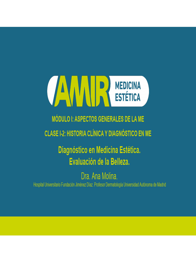 I-2. Diagnóstico en Medicina Estética - Ana Molina Diapositivas | PDF