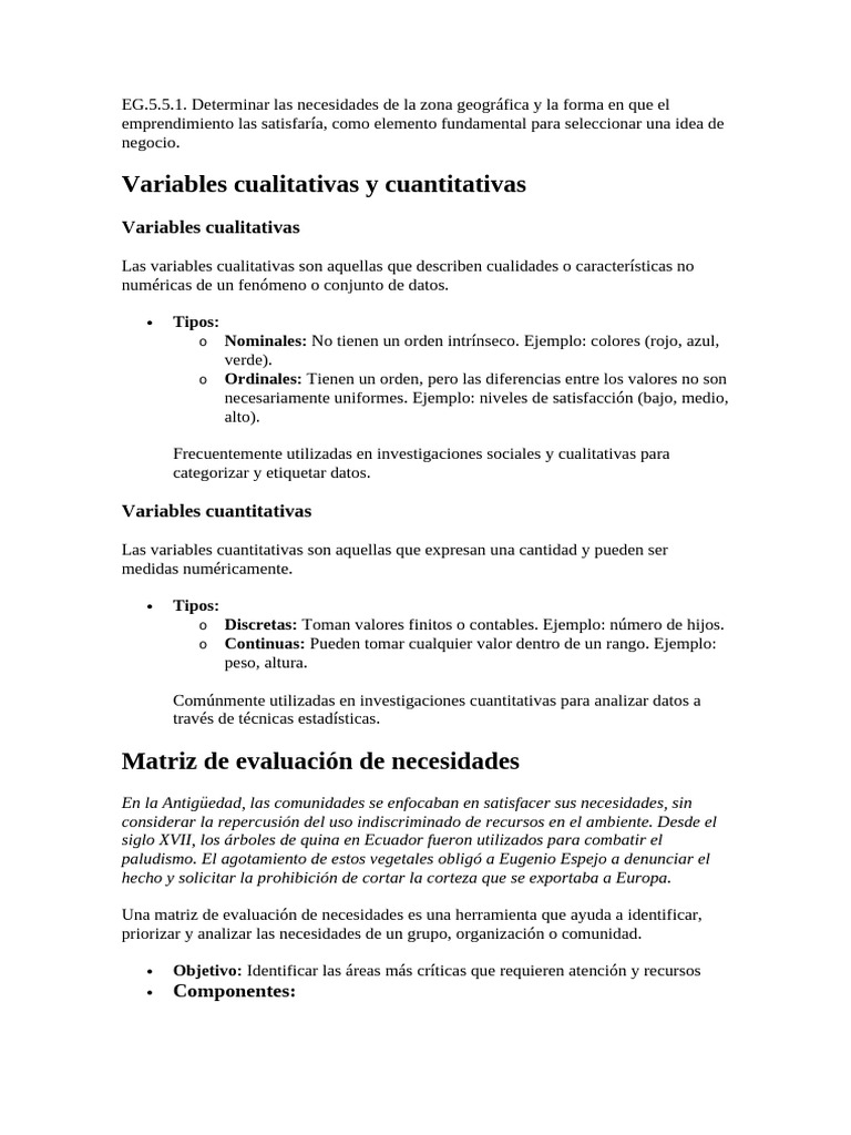 Variables Cualitativas y Cuantitativas | PDF