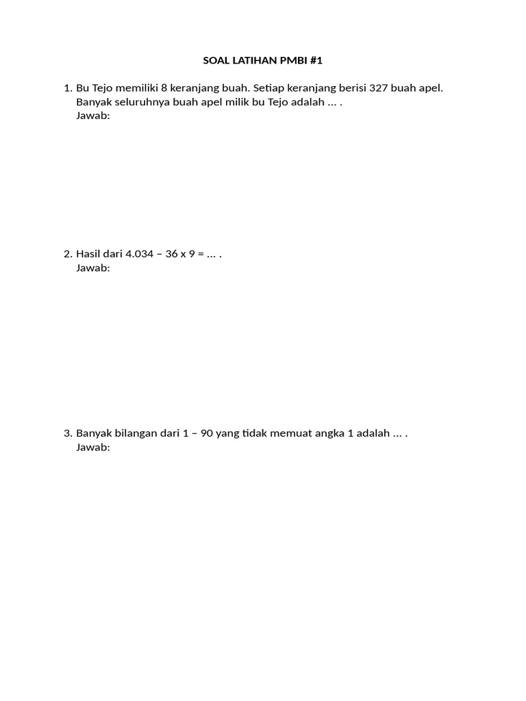 Soal Latihan Pmbi 1 Pdf