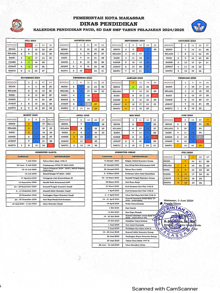 Kalender Pendidikan Tahun Pelajaran 2425 | PDF
