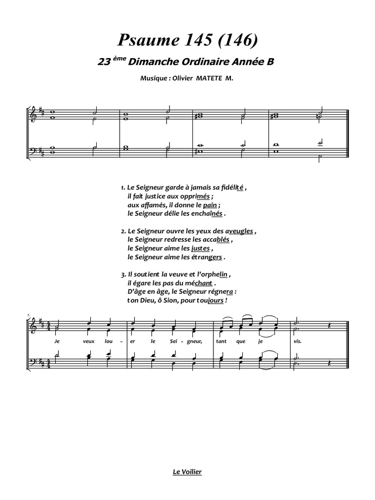 Psaume - 145 (146) - 23 - Ieme - B | PDF