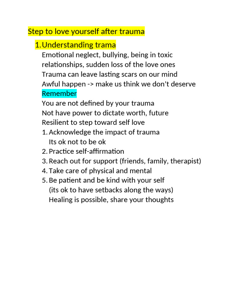 Love Yourself After Trauma | PDF