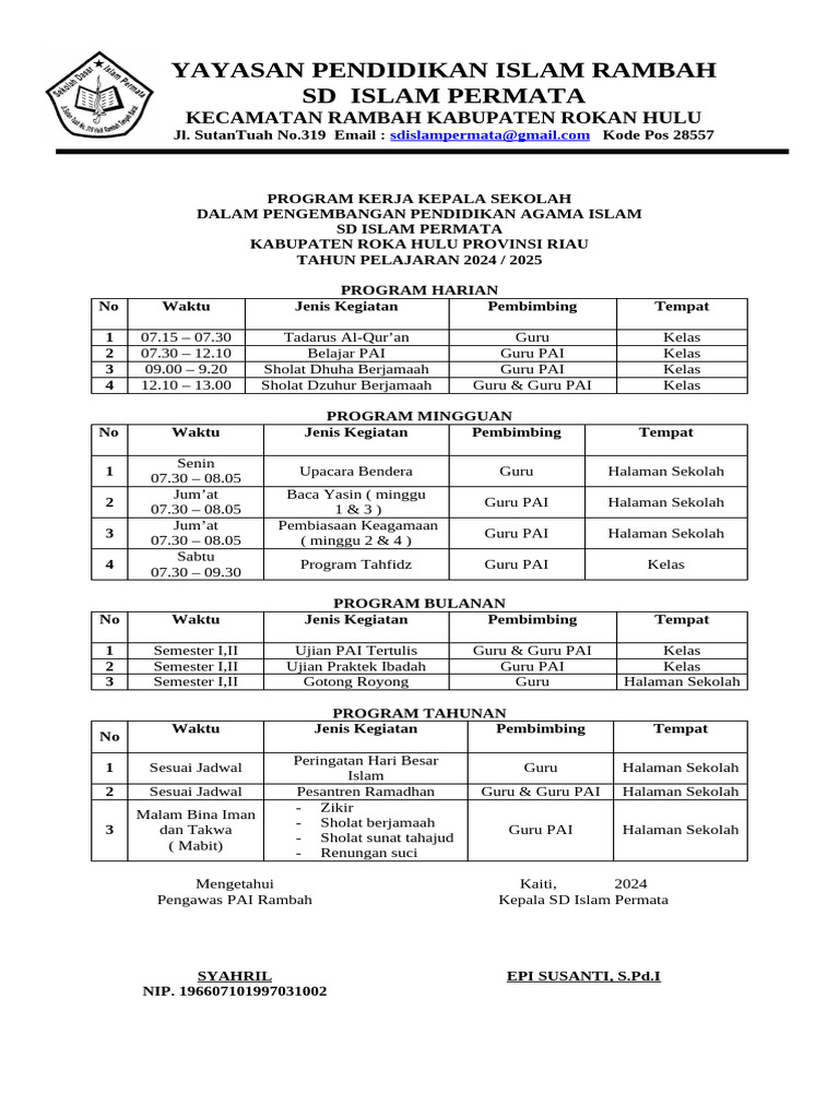 Program Kerja Guru Pai | PDF