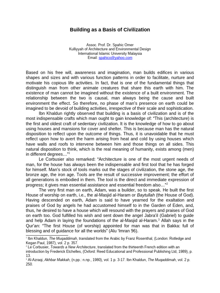 Building As A Basis of Civilization | PDF