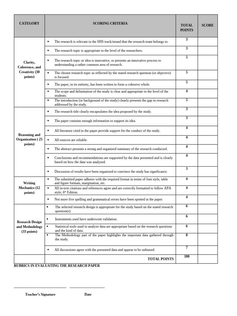 Oral Defense Rubric | PDF