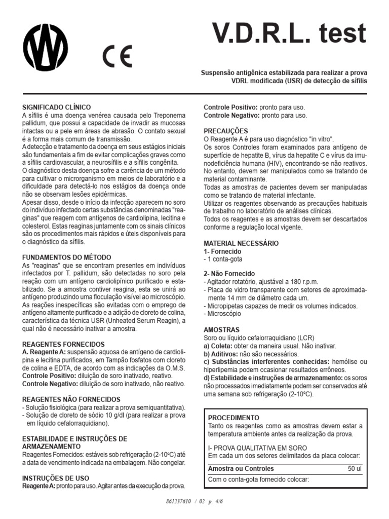VDRL Test C Controles Po | PDF