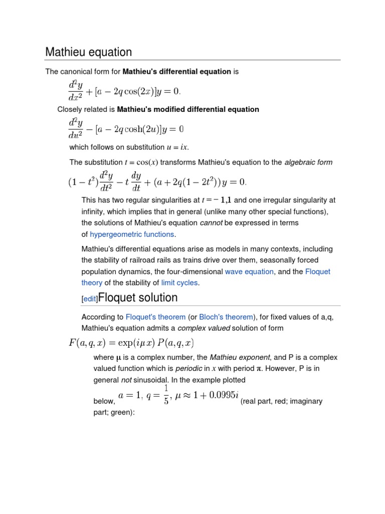 Mathieu Equation | PDF | Green's Function | Scientific Theories