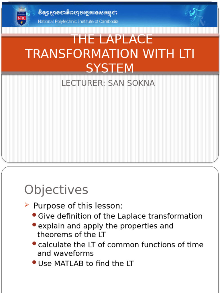 LESSON 5 The Laplace Transformation With Lti | PDF