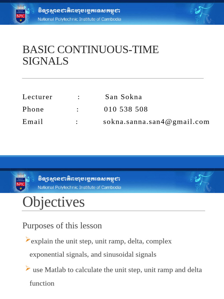 2 Lesson 3 BASIC CONTINUOUS-TIME SIGNALS | PDF