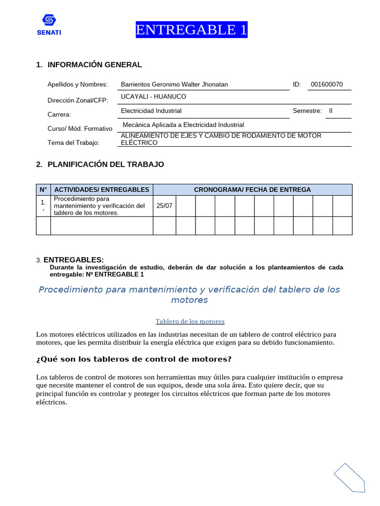 ENTREGABLE 1 Mecánica Aplicada A E.I | PDF
