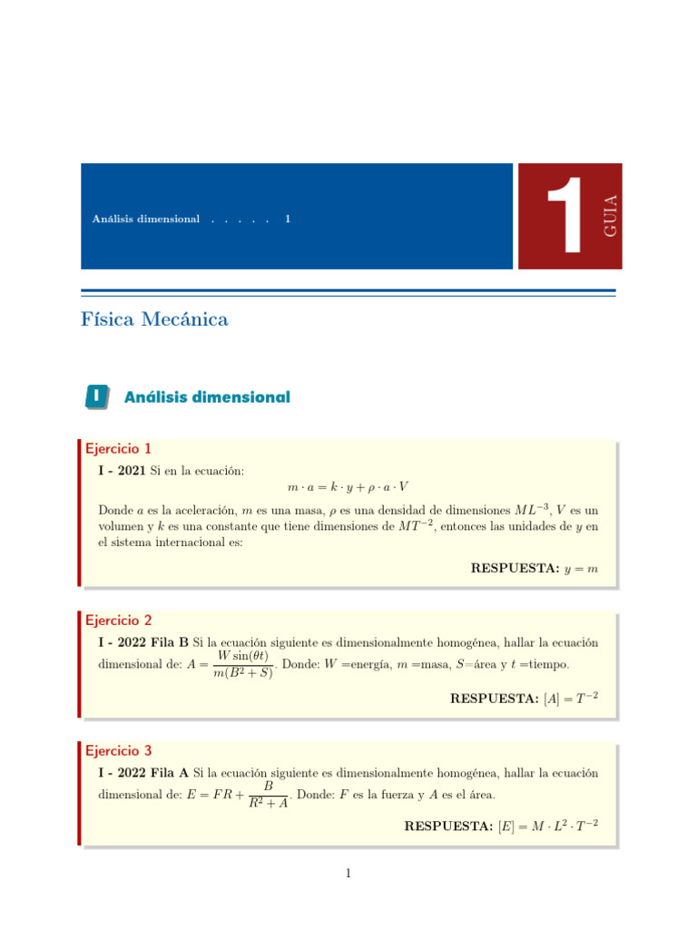 GUIA1 Analisis Dimensional | PDF