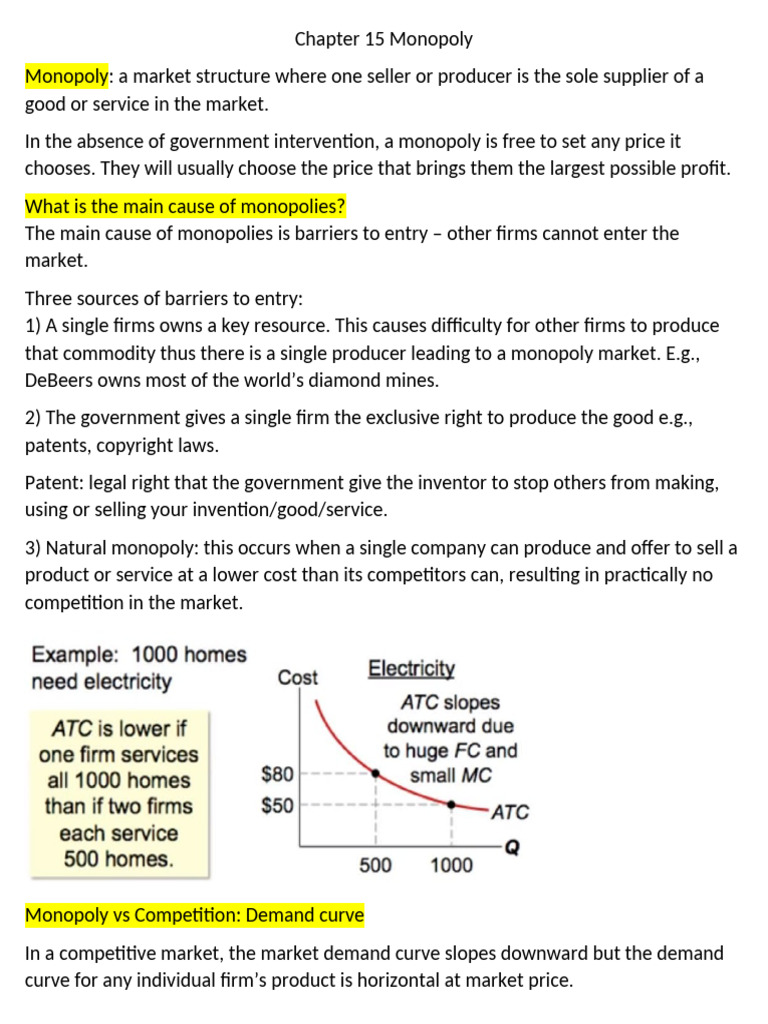 ECON 201 Chapter 15 Monopoly | PDF