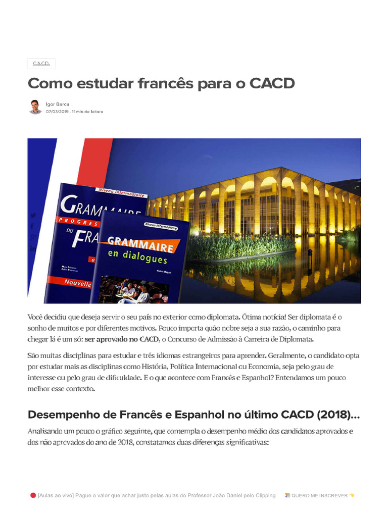 Como Estudar para A Prova de Francês Do CACD - Clipping | PDF