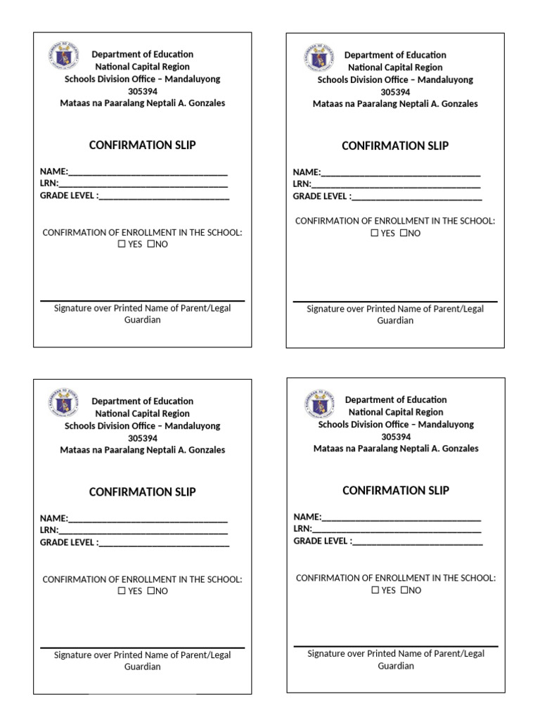 Confirmation Slip | PDF