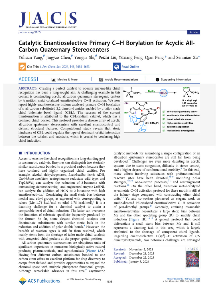 Yang Et Al 2024 Catalytic Enantioselective Primary C H Borylation For ...