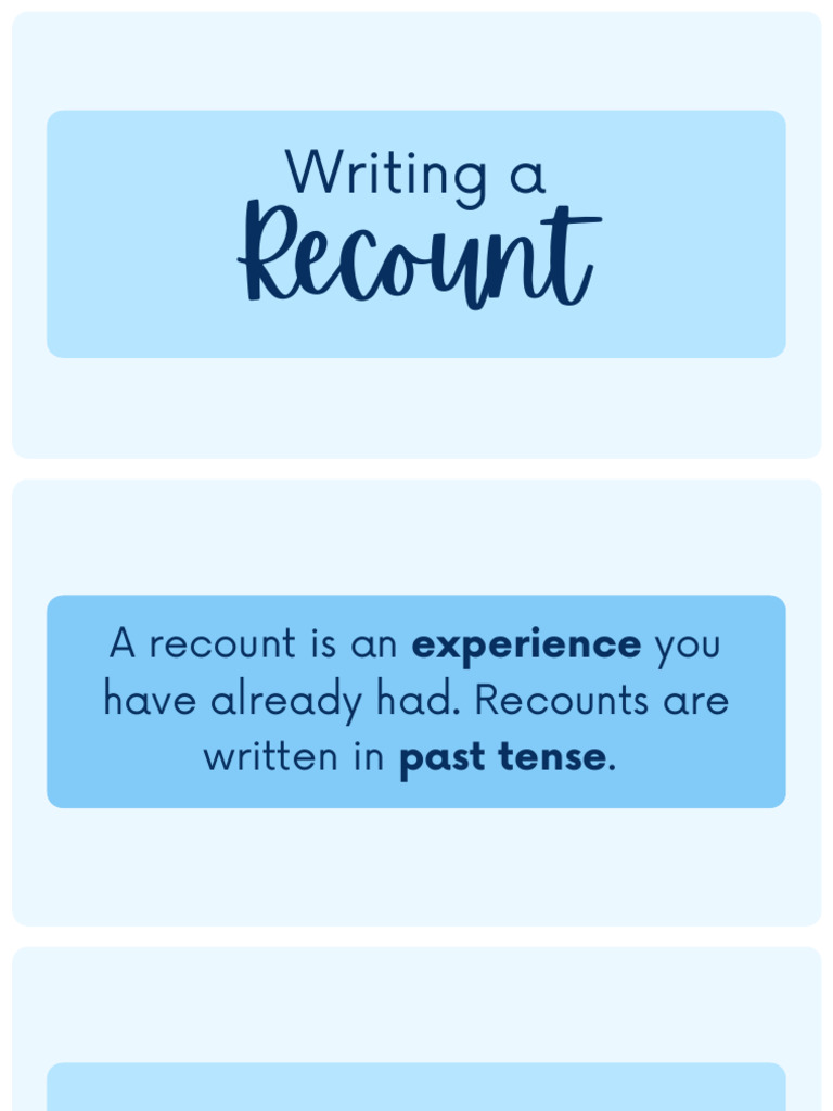 Recount Text Educational Presentation in Blue Clean Design | PDF