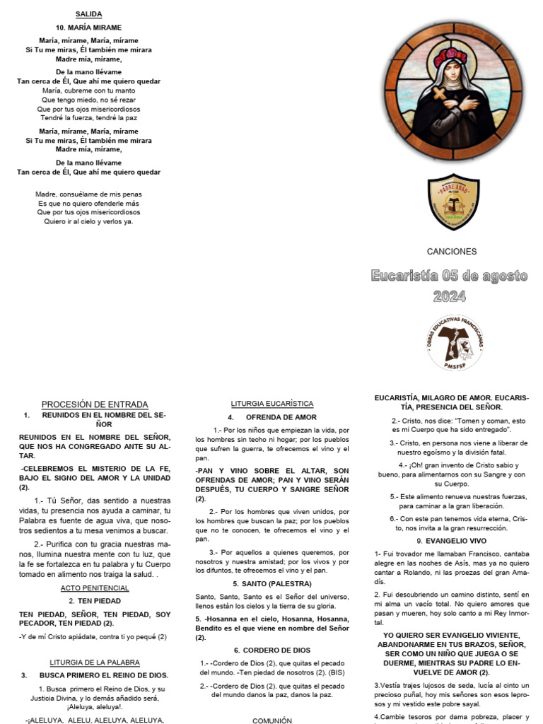 Eucaristía 05 Agosto 2024 Pdf
