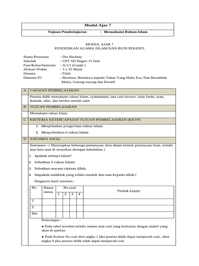 Modul Ajar 7 Kelas I Ok | PDF
