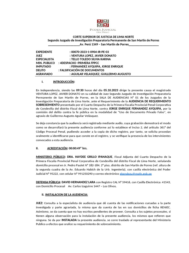 Exp 70-2023-1 Req de Sobreseimiento | PDF