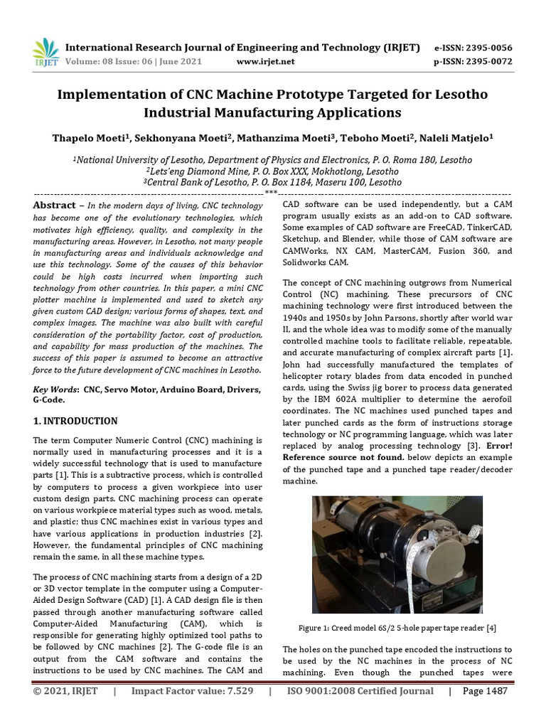 Implementation of CNC Machine Prototype | PDF