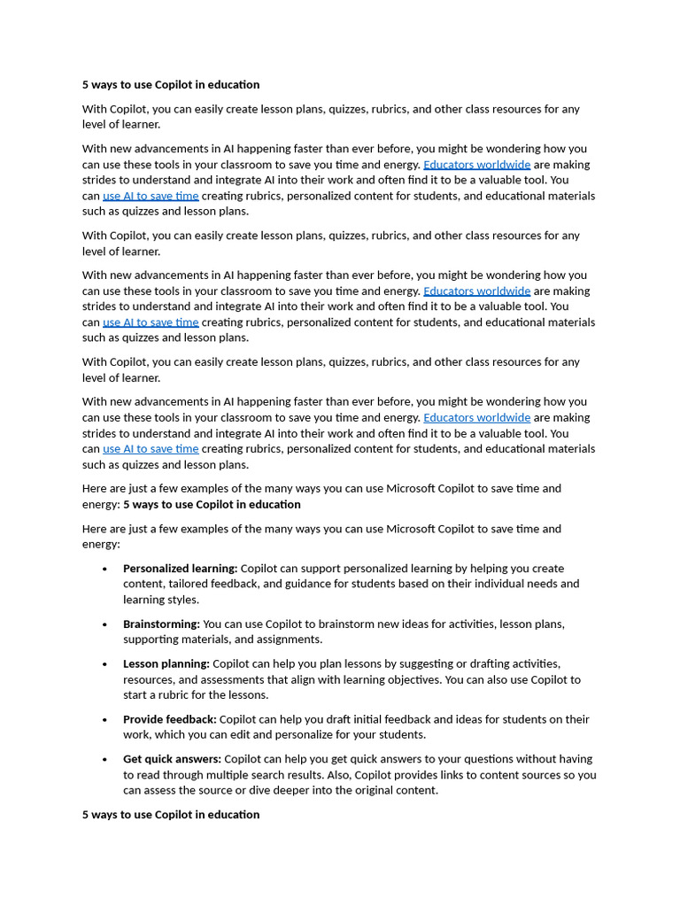5 Ways To Use Copilot in Education Part 2 | PDF