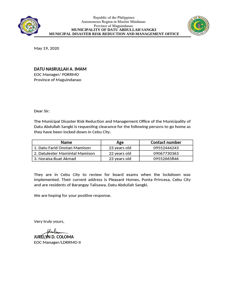 Request Letter To Eoc | PDF