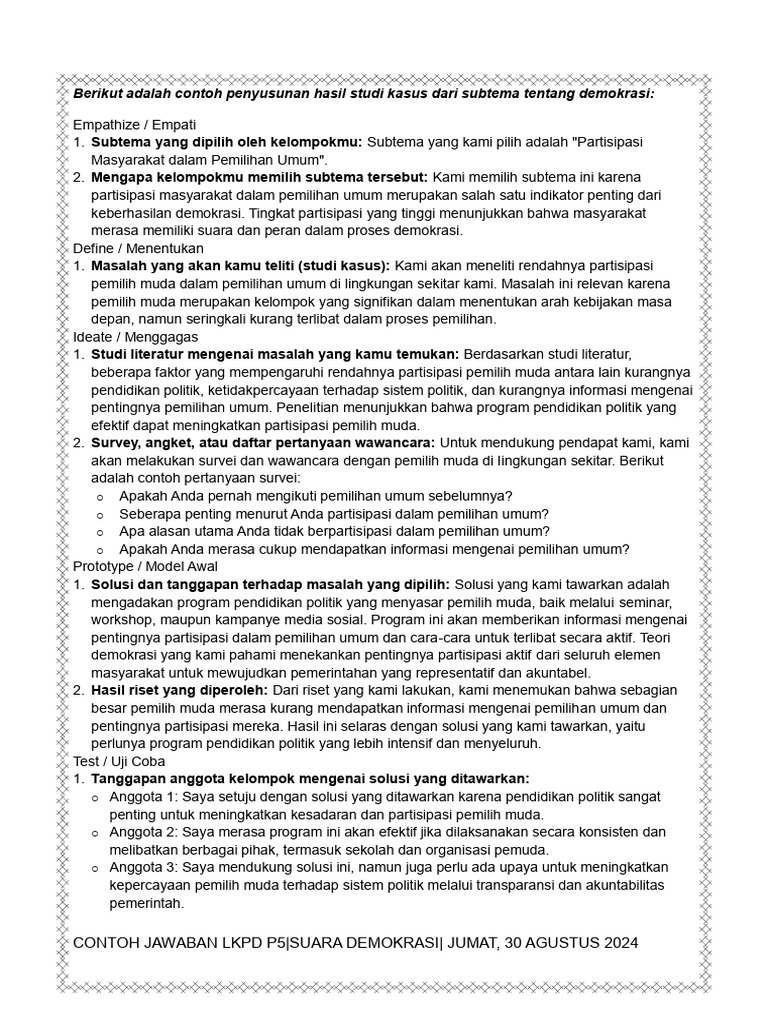 Contoh Studi Kasus LKPD 30 Agustus 2024 | PDF