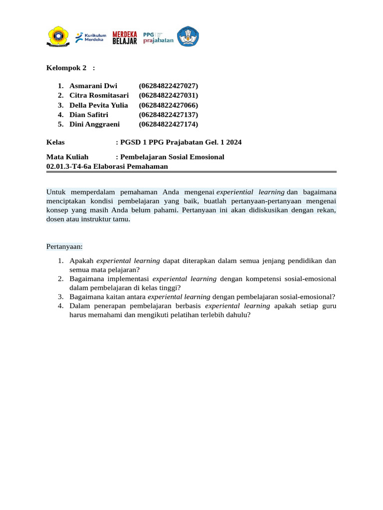 Kelompok 2 - T4 Elaborasi Pemahaman MK PSE(1) | PDF