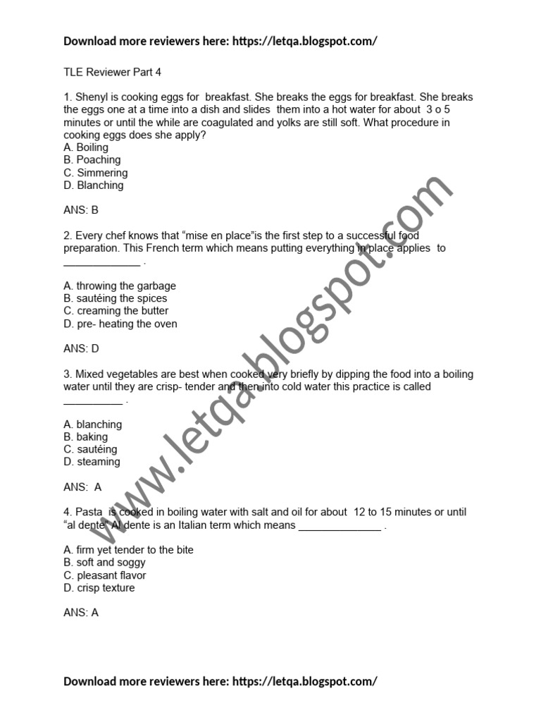 TLE Part 4 Cookery | PDF