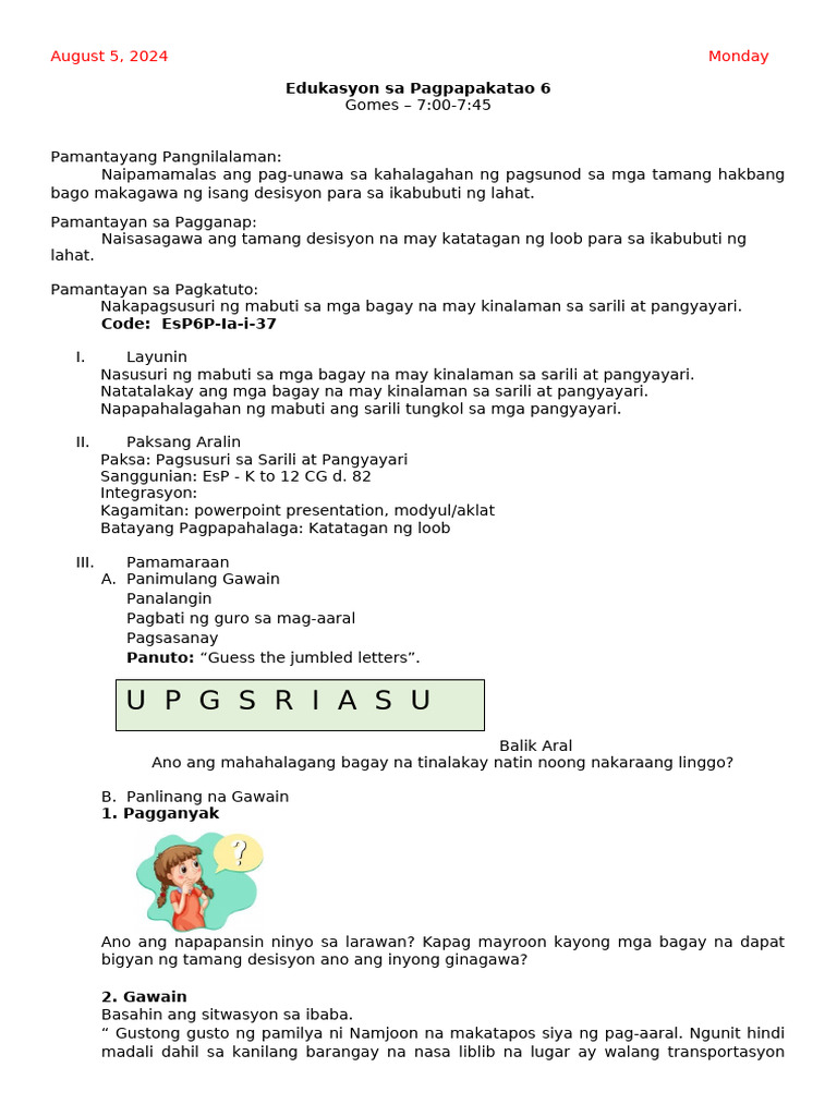 ESP6 Q1 W2day1 5 | PDF