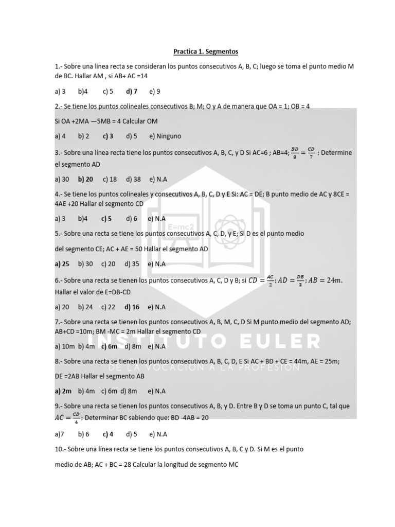 Práctica 1 segmentos de la recta y segmentos | PDF